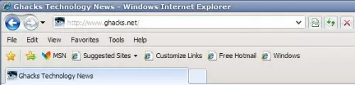 orodna vrstica Internet Explorerja