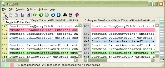 Software de comparación de documentos de texto TextDiff