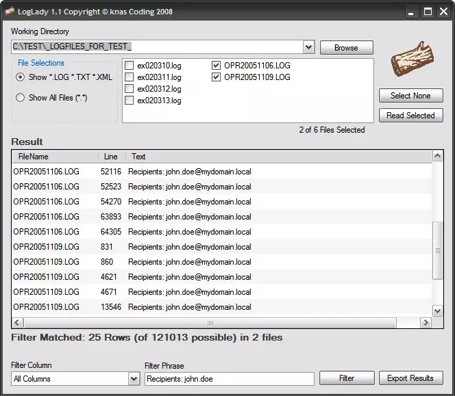 I-Log Analyzer yokukhangela iiFayile zeLog ezininzi ngaxeshanye