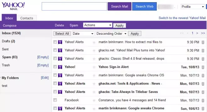 базовая почта Yahoo