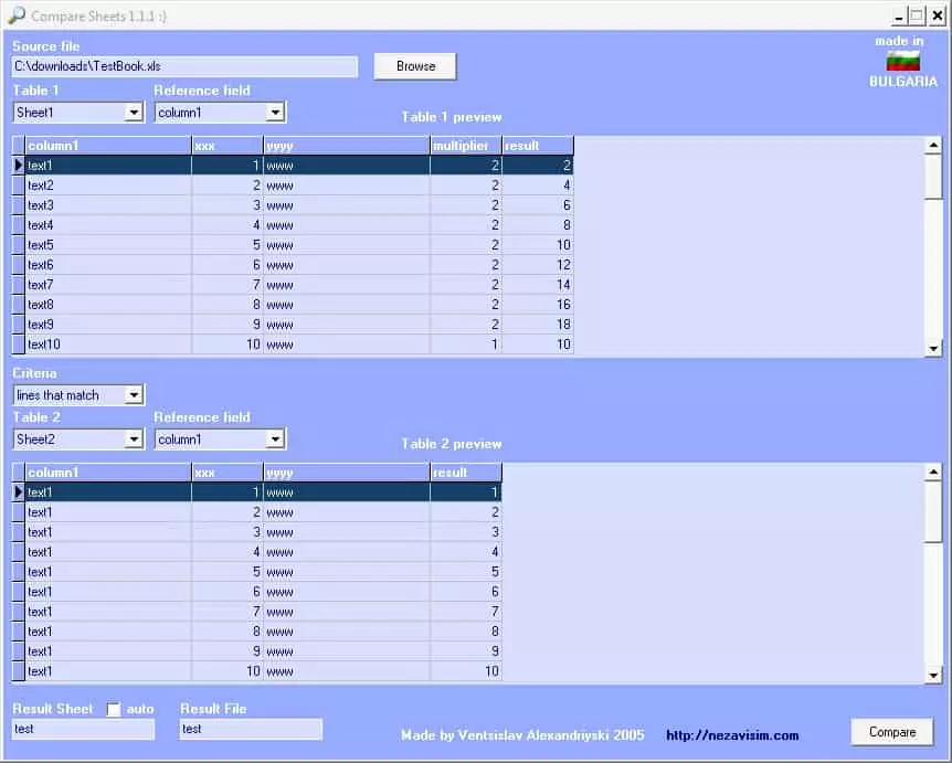 Comparer des feuilles Excel