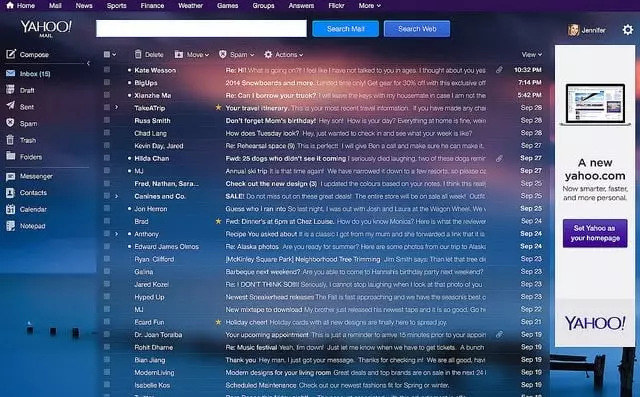 Yahoo Mail расширенные темы