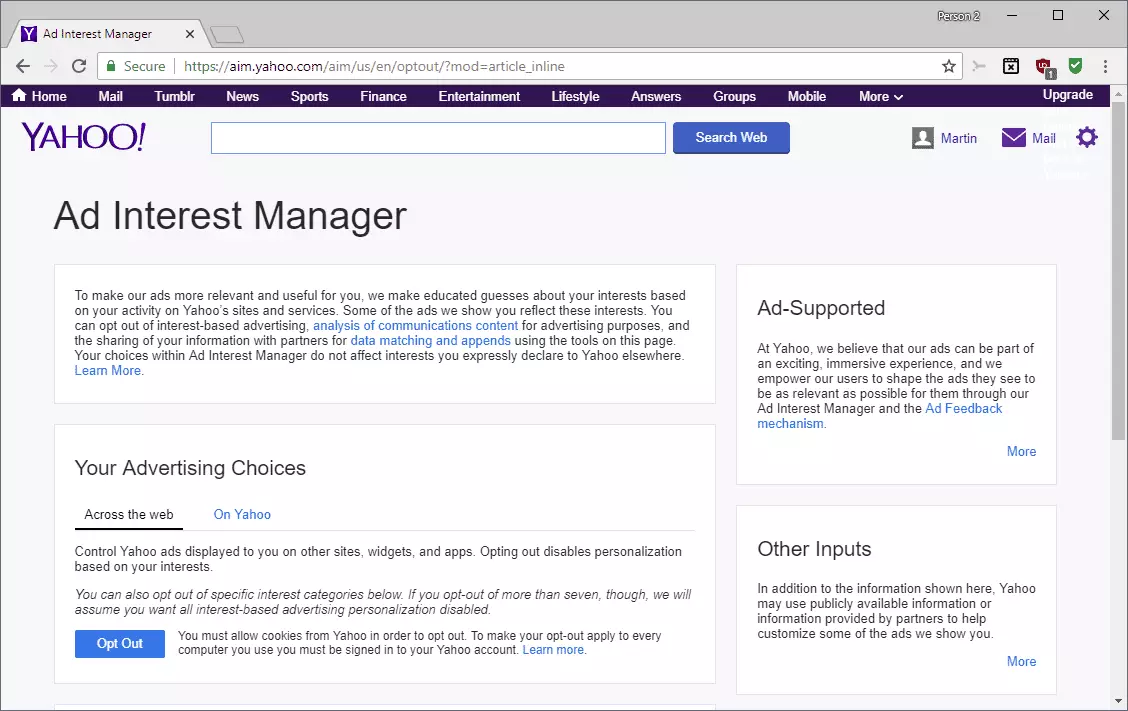이제 Yahoo Mail 이메일 검색을 선택 해제할 시간입니다.