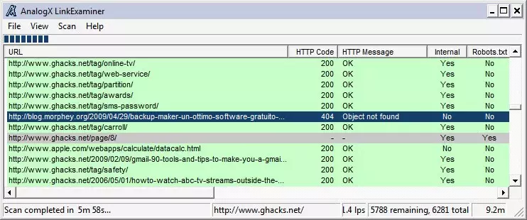 Tarkista linkit AnalogX LinkExaminerilla