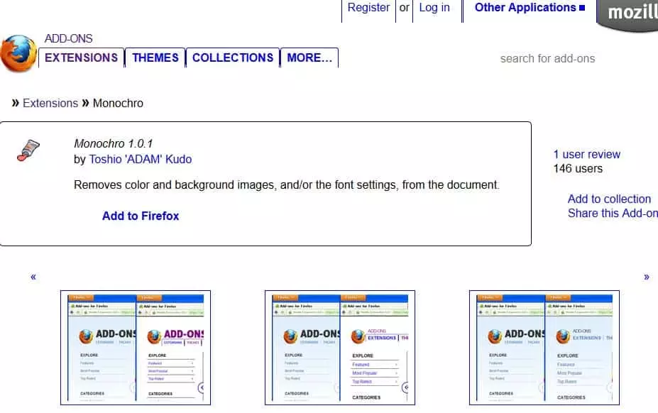 A Monochro for Firefox monokróm móddal javítja a szemet bántó webhelyeket