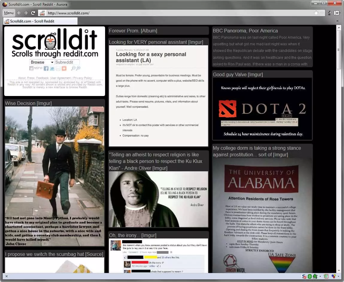 Scrolldit, visuaalinen Reddit-käyttöliittymä