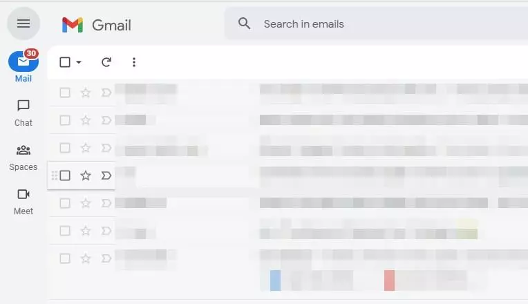 gmail नवीन डिझाइन साइडबार संकुचित