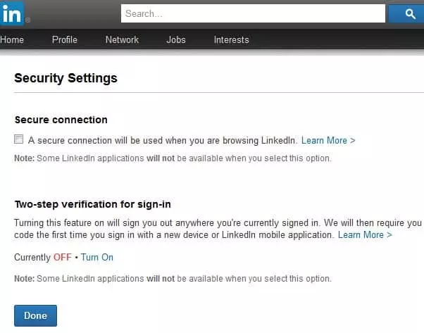 verificação em duas etapas para login-linkedin