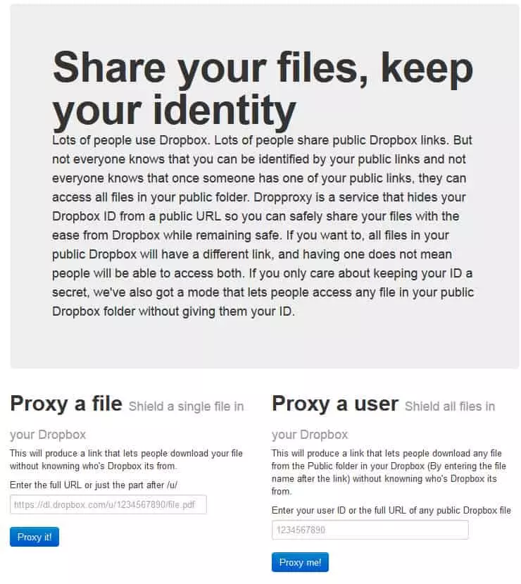 Dropproxy: nascondi il tuo nome utente dai link pubblici che condividi