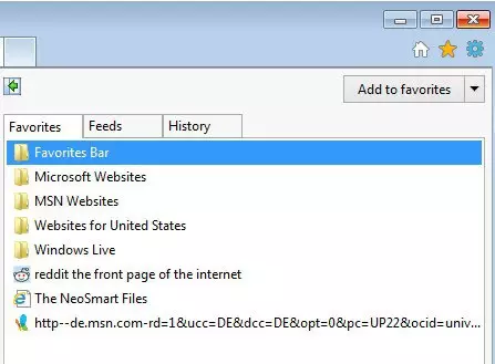 تحرير مفضلات Internet Explorer 7 في وضع ملء الشاشة