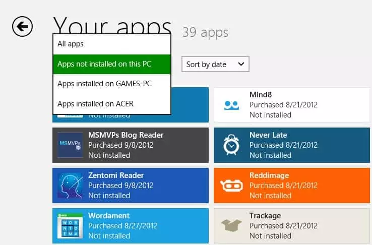 ჩამოთვალეთ Windows 8 აპლიკაციები, რომლებიც დაინსტალირებულია თქვენს ყველა კომპიუტერზე