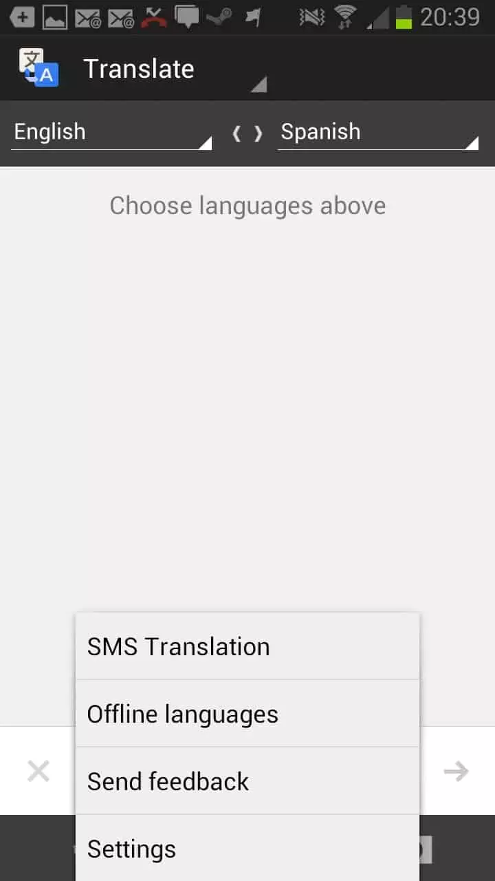 Google Translate fir Android elo mat offline Ënnerstëtzung