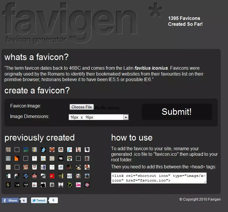 Favigen ដែលជាម៉ាស៊ីនបង្កើត Favicon សាមញ្ញ