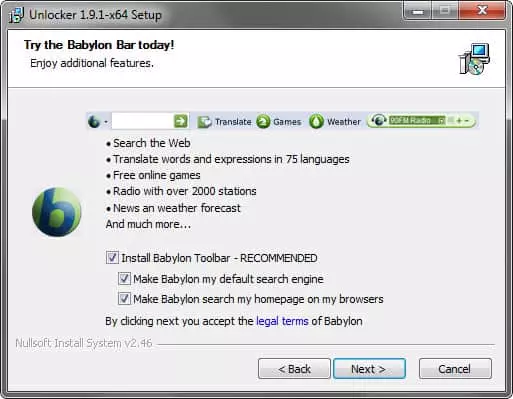 unlocker babylon toolbar