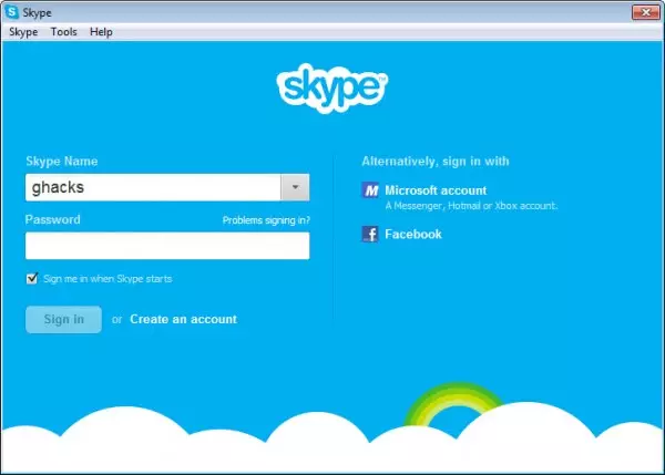 គណនី Microsoft facebook ចូល Skype