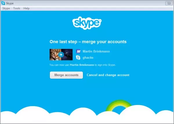 Skype каттоо эсебин бириктирүү