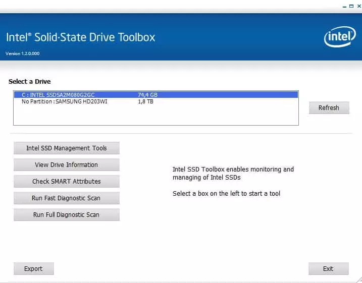 Intel Solid State Drive (SSD) գործիքների տուփ