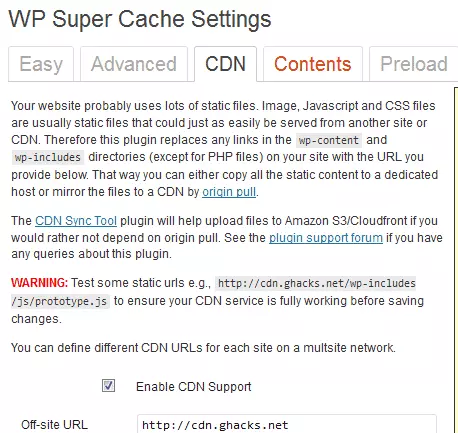 wp-super cache cdn