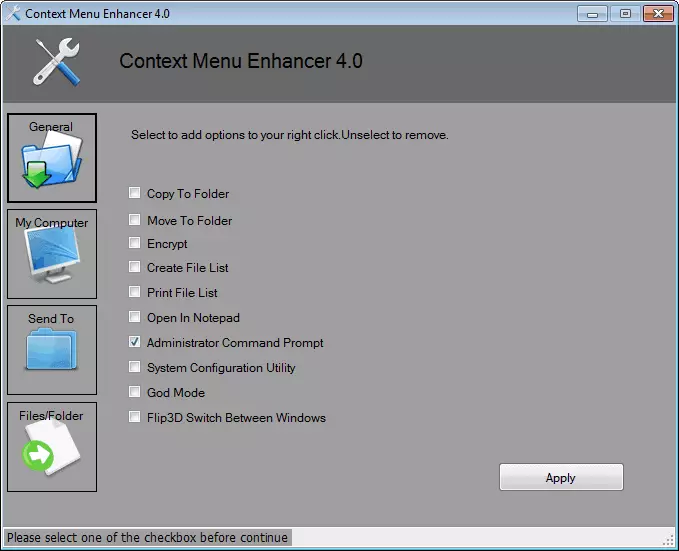 Kontèks Menu Enhancer, Ajoute Karakteristik nan Windows Explorer Menu Context