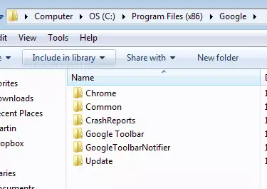 archivos de programa de google chrome
