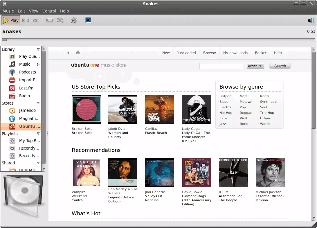 Glasbena trgovina Ubuntu One je prispela