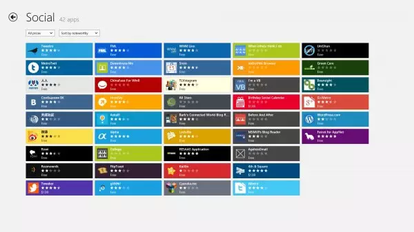 Liste des applications du Windows Store