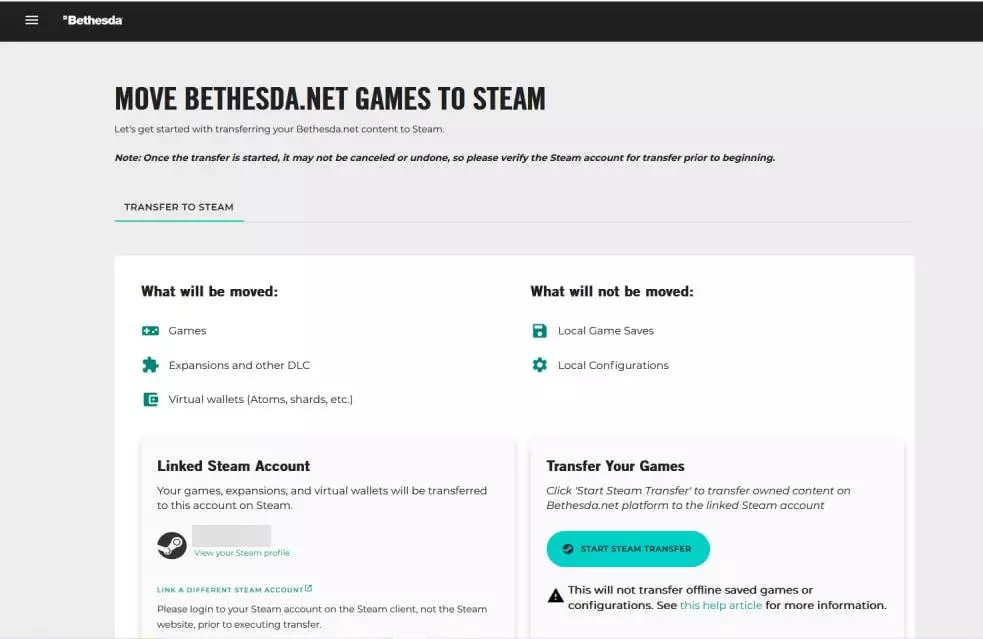 kwimura imikino kuva Bethesda Launcher kuri Steam
