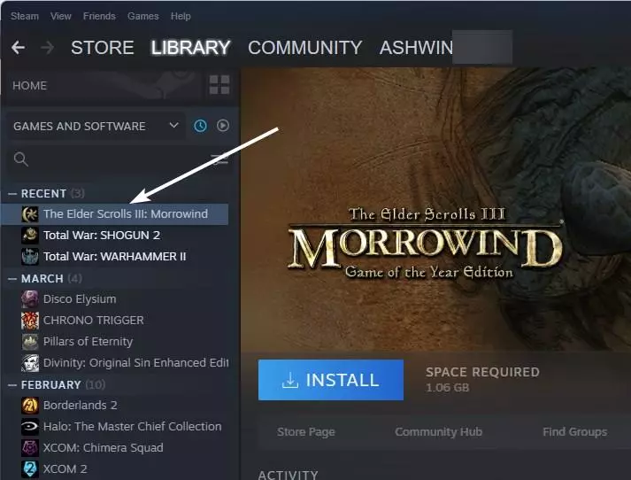 Bethesda jokoak Steam liburutegian