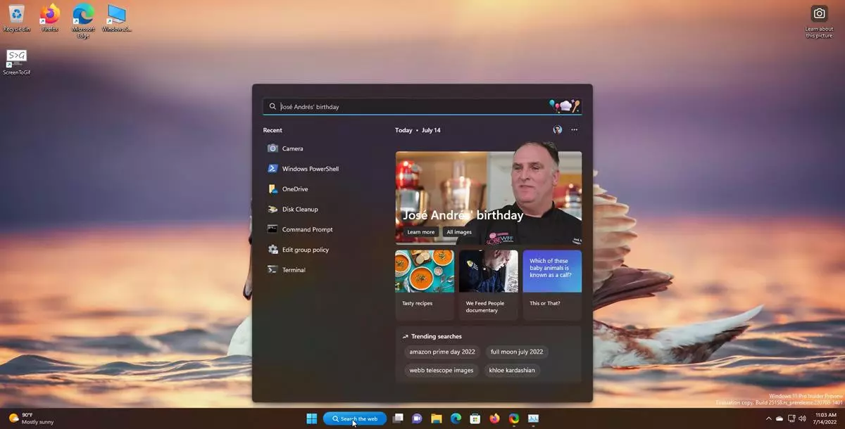 Bincika gajeriyar hanyar Yanar Gizo akan Taskbar