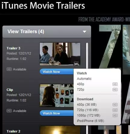 Simpan Film Quicktime dari Apple Trailer