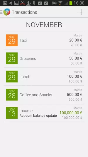 Financius er en lett kostnadsbehandler for Android