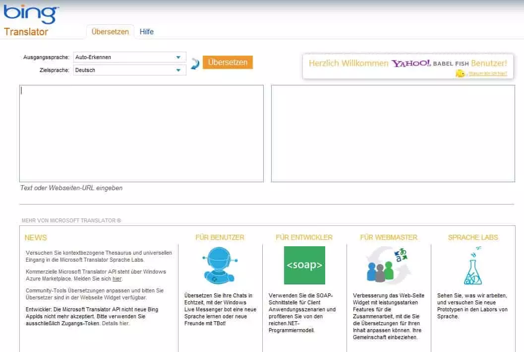 Сбогом Babel Fish, Здравей Bing Translator