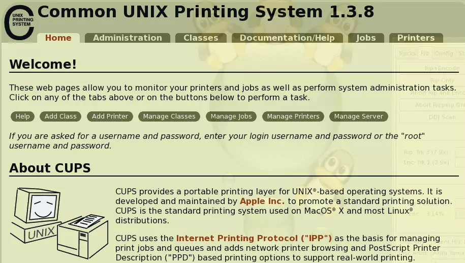 ဝဘ်ဘရောက်ဆာမှတဆင့် Linux ပုံနှိပ်ခြင်းကို စီစဉ်သတ်မှတ်ပါ။