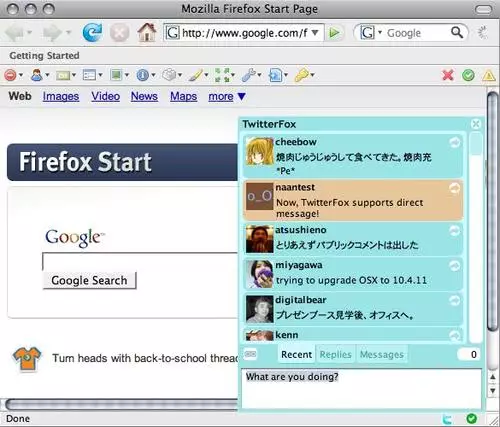 Twitteri teavitaja Firefoxile