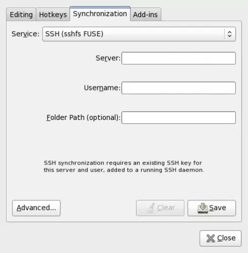 SSH Sync Optiounen