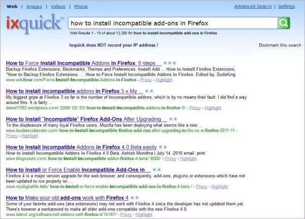 ixquick search results