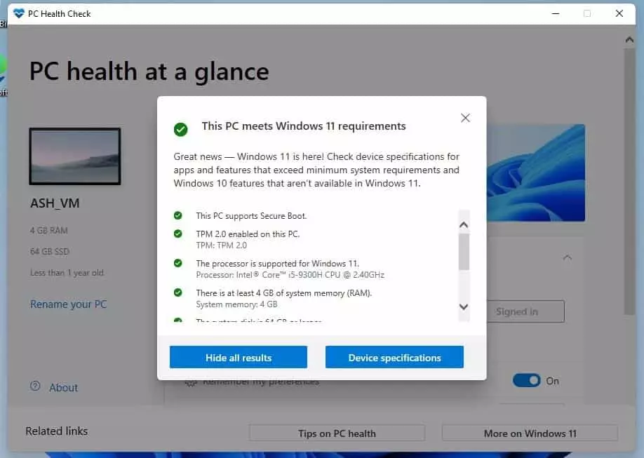Persyaratan pemeriksaan kesehatan pc Windows 11