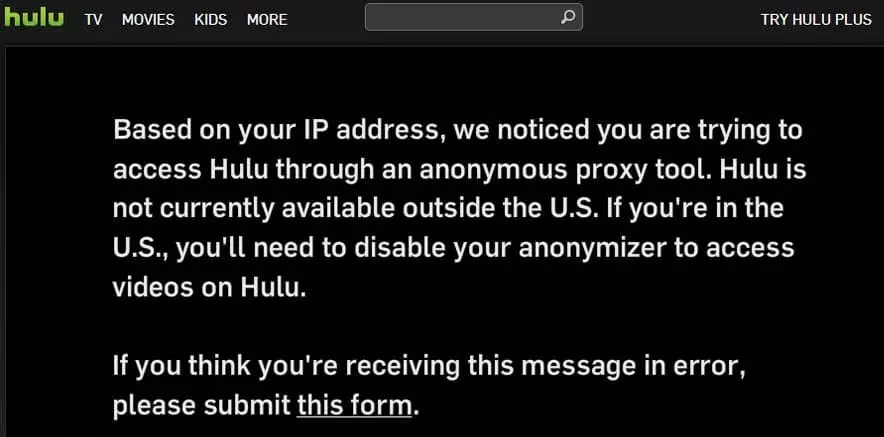 Hulu-ning anonim proksi-server blokiga qarshi nima qilishingiz mumkin