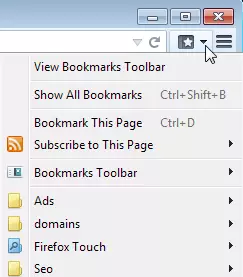 מה הערך של Firefox Touch עושה בסימניות Firefox Nightly?