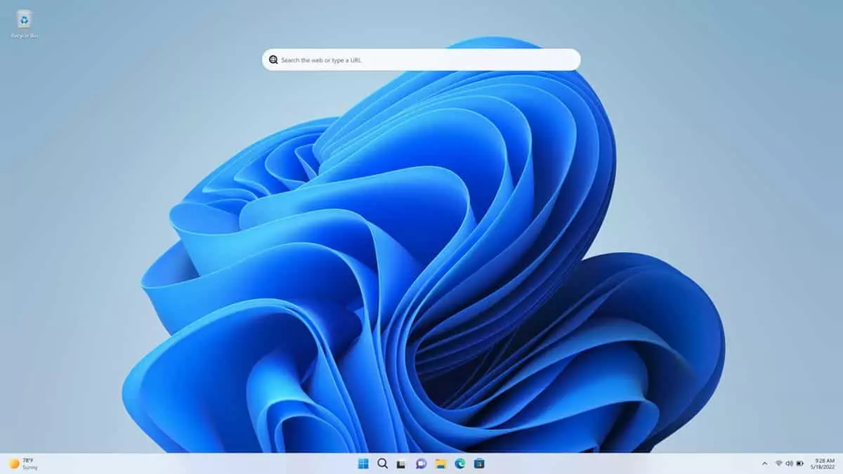 Windows 11 Insider Preview Build 25120 enkondukas serĉbreton sur la labortablo