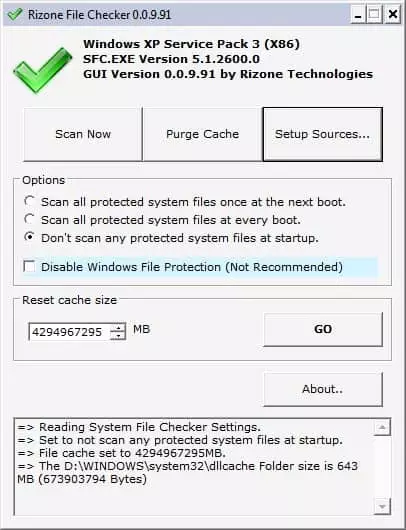 Vérificateur de fichiers système Windows XP