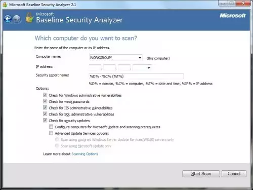 Microsoft bāzes līnijas drošības analizators