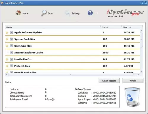 iSysCleaner Pro odstraňuje dočasná data