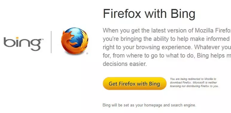 Firefox البديل يشحن مع Bing ، صفقة كبيرة؟