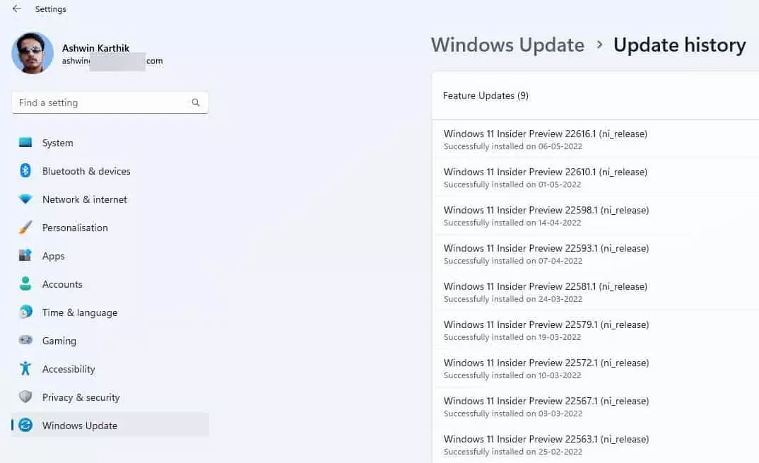 Rhyddhawyd Windows 11 Insider Preview Build 22616
