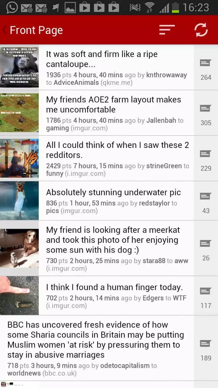 Android üçün RedReader: Açıq Mənbəli Reddit proqramı