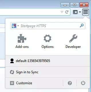 Profaịlụ na-agbakwunye onye njikwa profaịlụ na interface Firefox