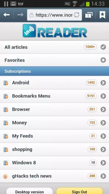 inoreader mobile rss