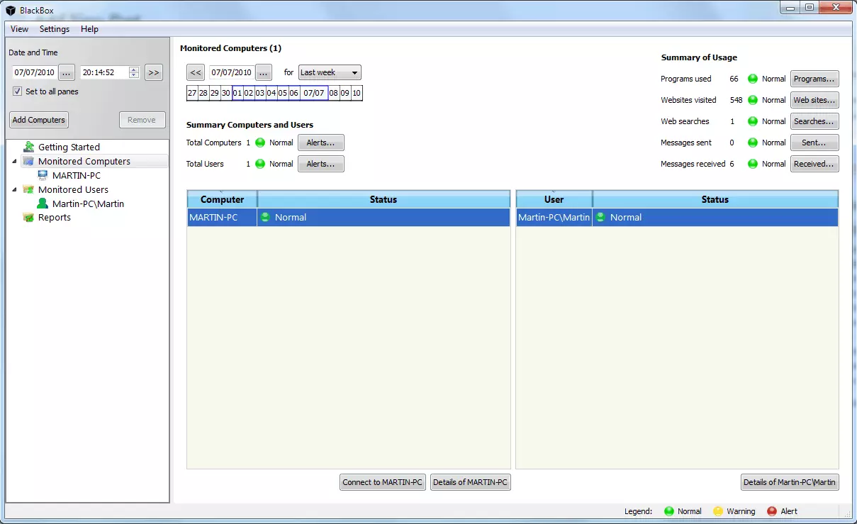 Monitor Diogelwch BlackBox, Monitro Systemau Cyfrifiadurol Mewn Rhwydwaith