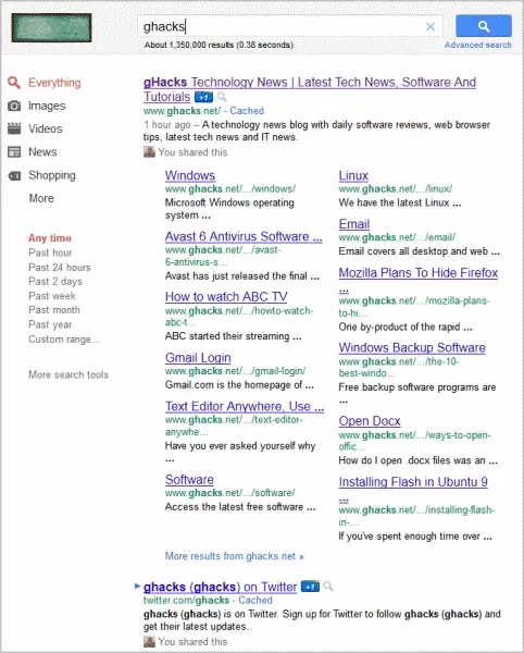 google search sitelinks